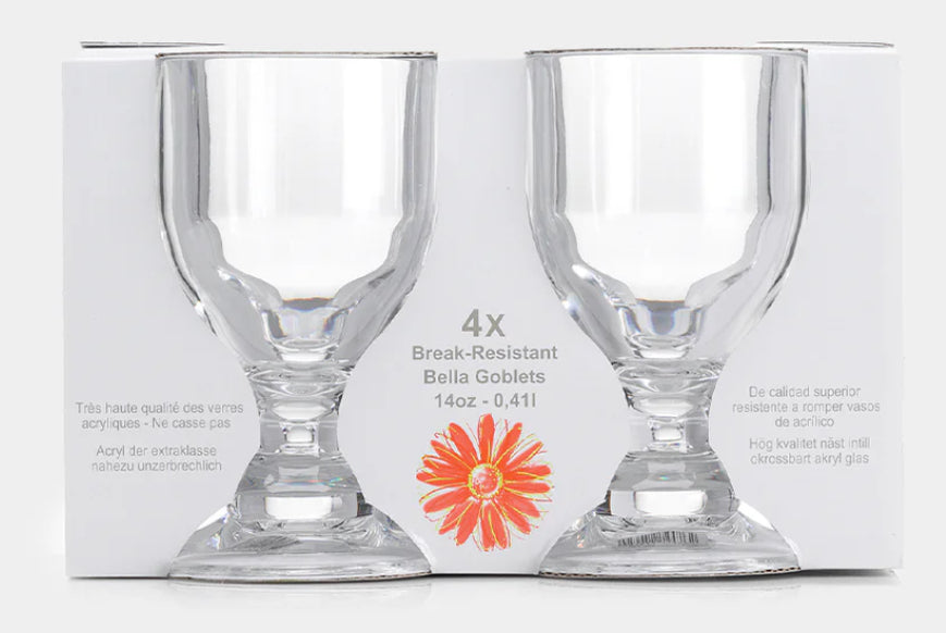 Bella Clear Acrylic Goblets x 4 – S.K Camping & Leisure